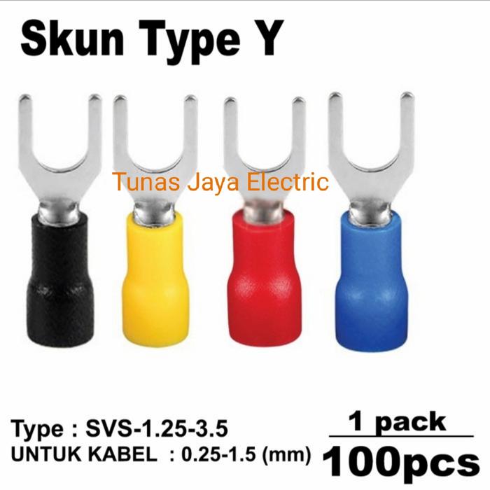 Jual Skun Y / Garpu dengan Isolasi SVS 1,25-3,5 (for Cable 0,25-1,5mm) FORT - Hitam - Kota ...