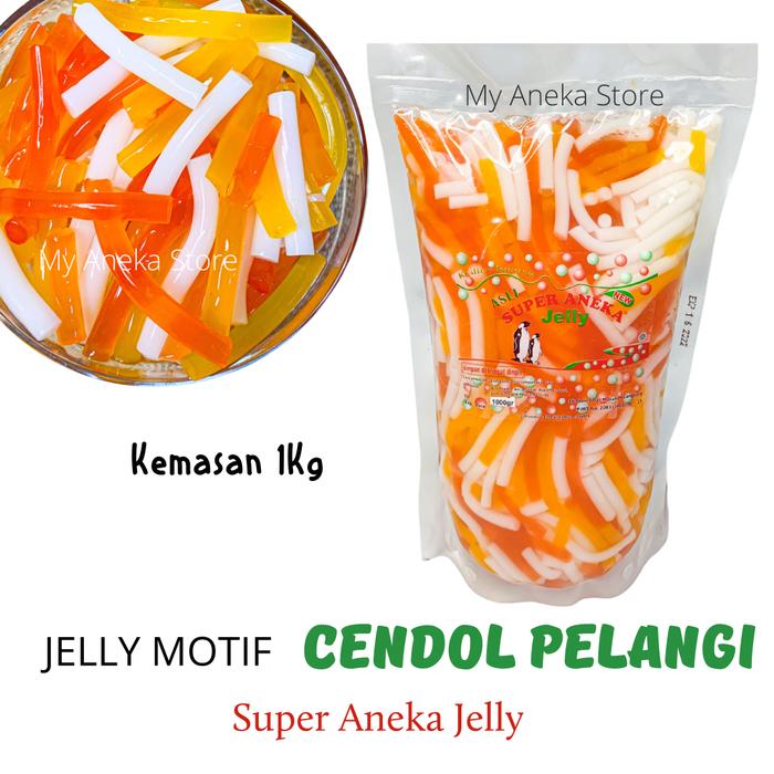 Jual Jelly motif CENDOL PELANGI 1KG/ jelly cendol/ jelly pelangi/Cendol ...