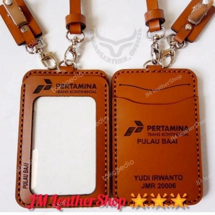 Jual Lanyard Bumn Pertamina,id Card Holder Kulit,name Tag Kulit Asli ...