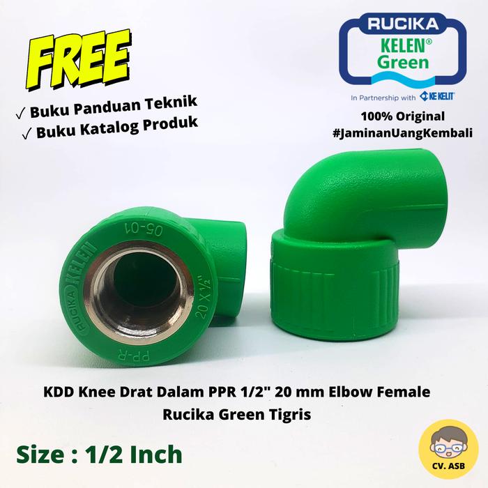 Jual KDD Knee Drat Dalam 90 PPR 1/2 20 mm Female Elbow Rucika Green Tigris - Kota Tangerang - CV ...