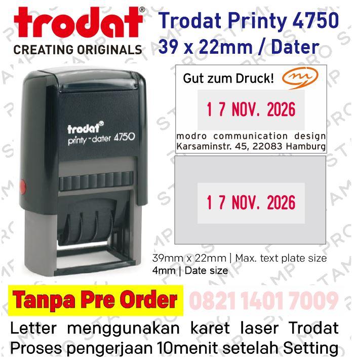 Jual Stempel Otomatis Trodat 4750 Dater / Custom Tulisan & Logo - Karet Laser - Kab. Bekasi ...