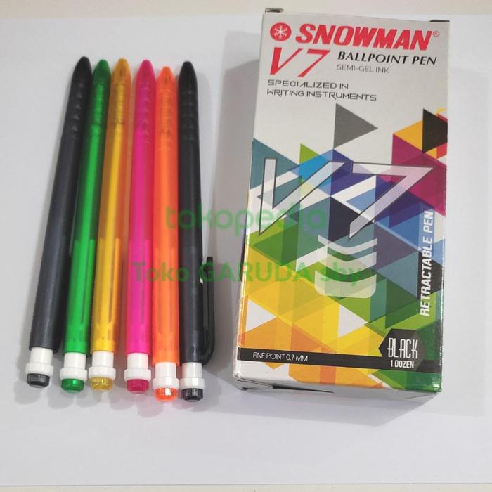 Jual bolpen/ pen/ pulpen SNOWMAN V7 warna tinta HITAM - Kab. Sidoarjo ...