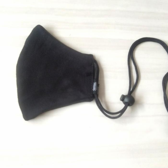 Jual Black Masker kain Hitam polos 3 ply stopper - Kab. Tangerang - ch ...