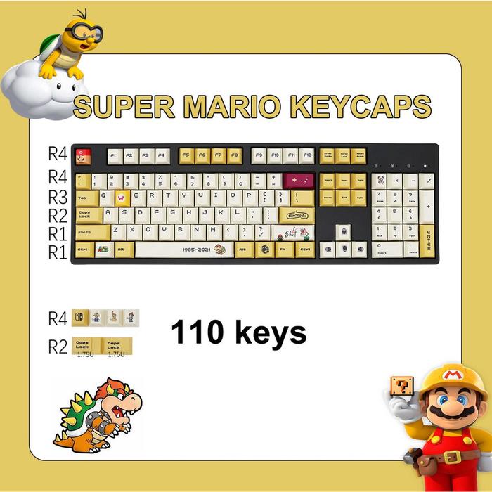 Jual PBT Dye Sub Mario Bowser 110 Keycaps/Key Caps OEM Profile 2021 ver ...