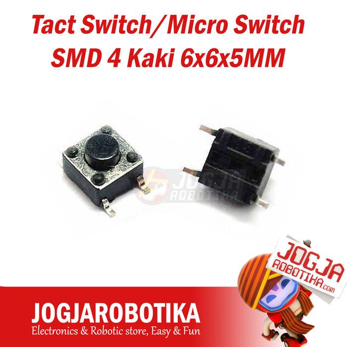 Jual Tact Micro Switch Button Tombol Momentary SMD 4 Kaki Pin 6x6x5MM ...