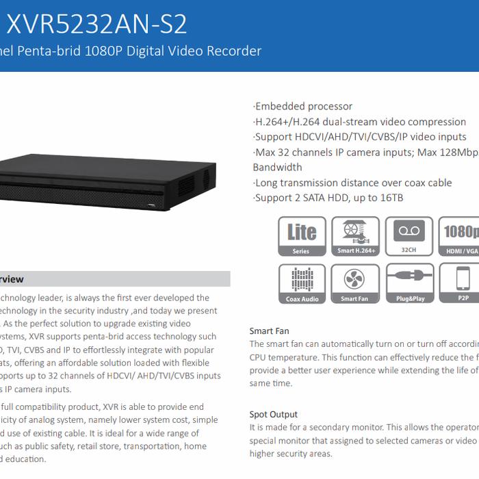 Jual DVR cctv 32ch 2MP - 5MP DAHUA DH-XVR5232AN-S2 Face detection ...