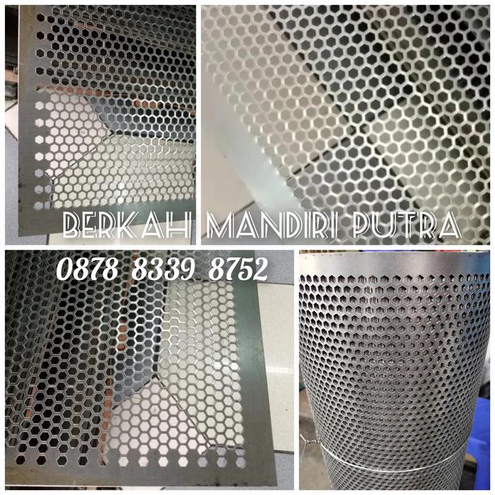 Jual plat lubang/perforated hexagonal besi 1mm x 1,2mtr x 2,4mtr lubang ...