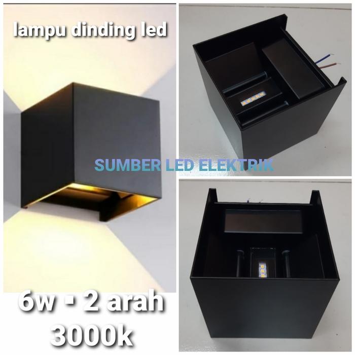 Jual lampu dinding led 2 arah 6w 6watt wall light model kotak minimalis ...