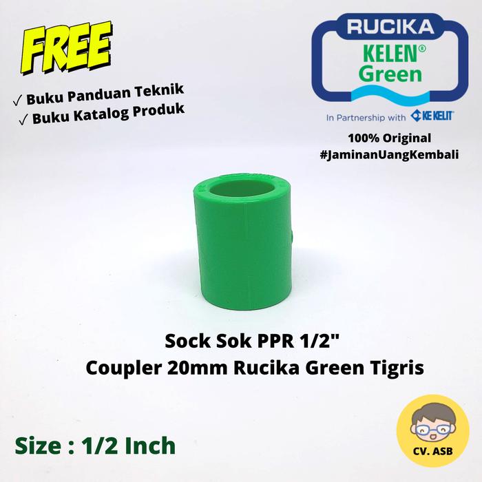 Jual Sock Sok PPR 1/2" 1/2 Inch 20mm 20 mm Coupler 20mm Rucika Green ...