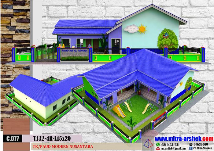 Jual Paket Desain TK PAUD Nusantara Modern Terbaru Gambar Kerja Lengkap ...