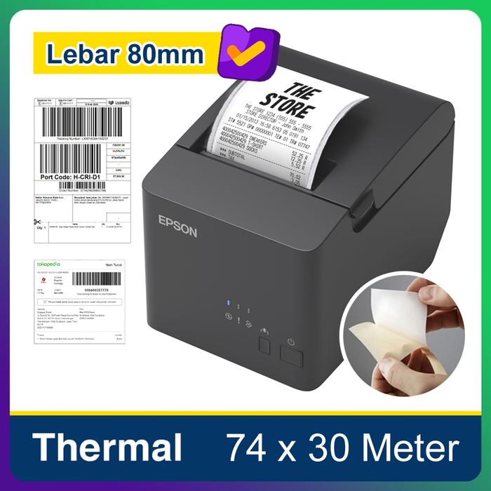 Jual Label Sticker 80 x 30 Meter Thermal 80mm Printer Epson TM-T82 ...