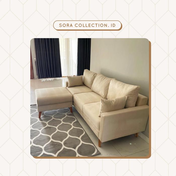 Jual Sofa L Retro Minimalis Scandinavian Bahan Beludru ( Kain Midili ...