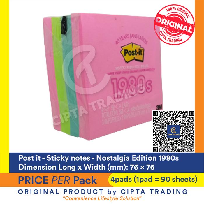 Jual Sticky notes - Post-it - 1980s nostalgia series (size 76mm x 76mm ...
