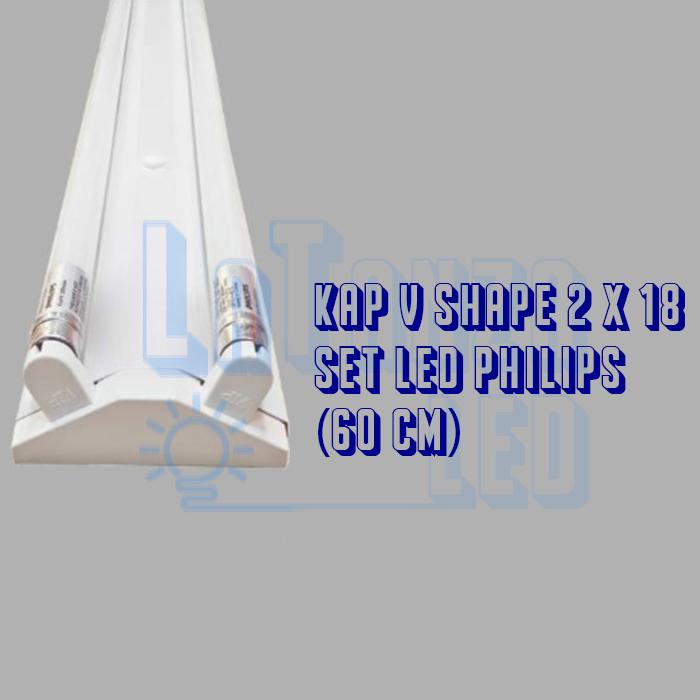 Jual Kap Lampu V LED 2x18 60cm kap V TL 2x18 Philips Komplit V Shape 2 ...