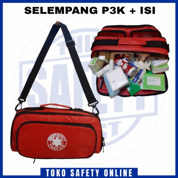 Jual Tas Selempang P3K First Aids Emergency Kit Merah + Isi Obat Type B ...
