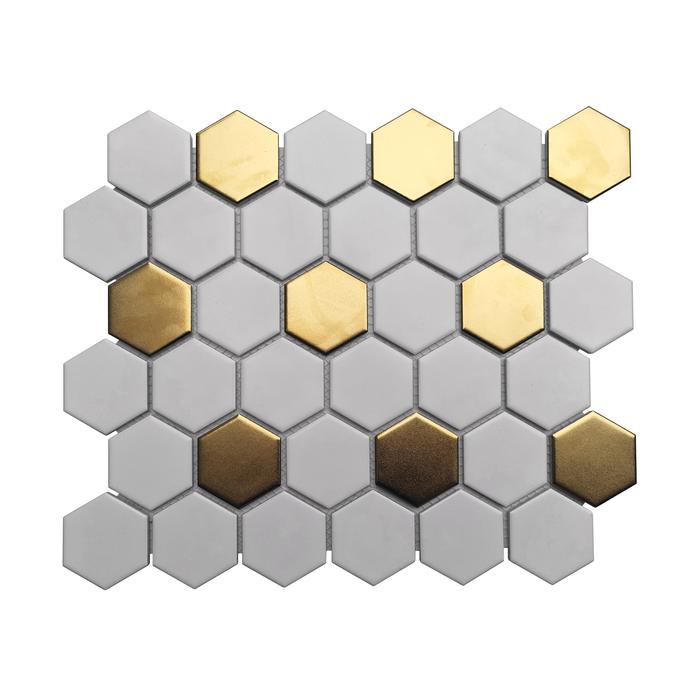 Jual Mozaik Dinding Kitchen Set Hexagonal White Gold Eleganza DJMT31000 ...