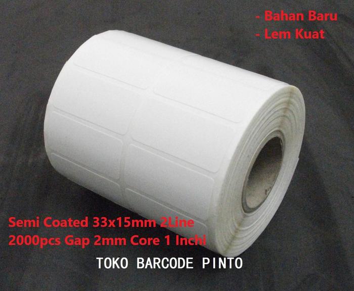 Jual 33x15mm 2Line 2000pcs,gap core1",semi coated,Label sticker barcode ...