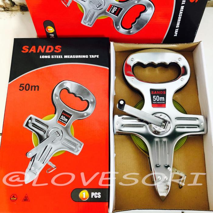 Jual SANDS Meteran Tancap 50 Meter Roll Plat Besi Long Steel Measuring ...