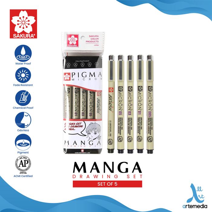 Promo Drawing Pen Sakura Pigma Micron Manga Drawing Set - Jakarta ...