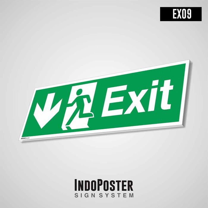 Jual Safety Sign Emergency Rambu K3 PVC Arah EXIT Keluar Arah Bawah ...