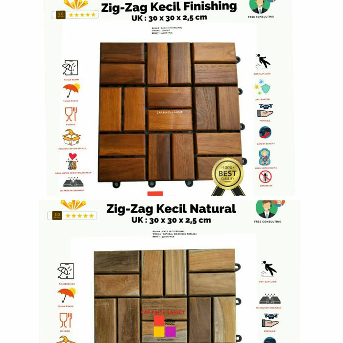 Jual Decking tile lantai kayu Jati Bongkar Pasang Uk 30x30 - Zigzag ...