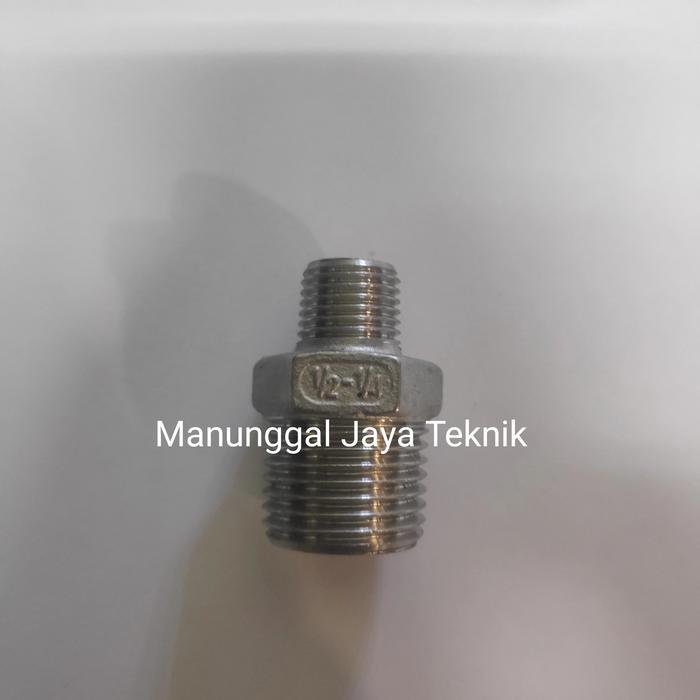 Jual Double Naple Reducer Stainless 1/2" x 1/4" inch / V Sok Nepel ...