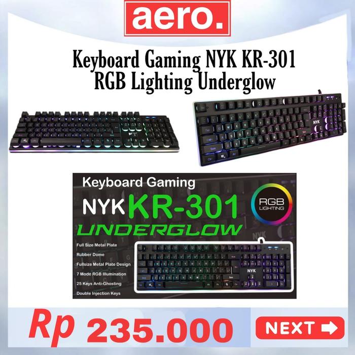 Jual Keyboard Gaming NYK Nemesis Pro RGB Lighting Underglow Rubber Dome ...