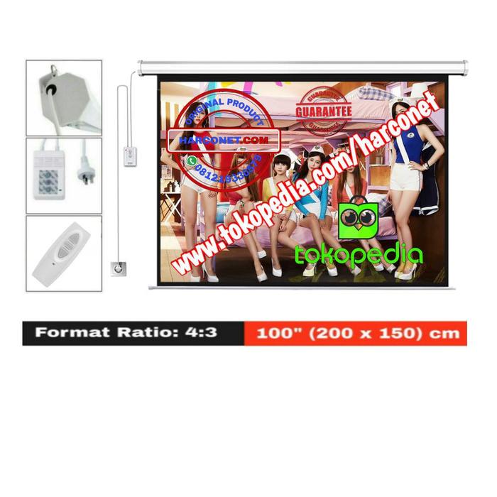 Jual Screen Projector Motorized 100 Inch Layar + Remote - Jakarta Utara ...