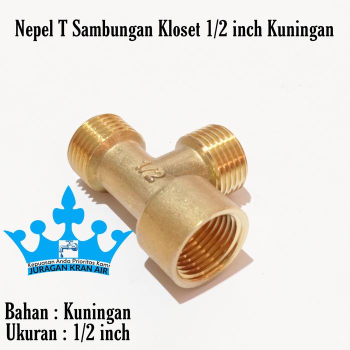 Jual Nepel T Closet Sambungan Kran Tee Shower Kloset 1/2 inch Kuningan ...
