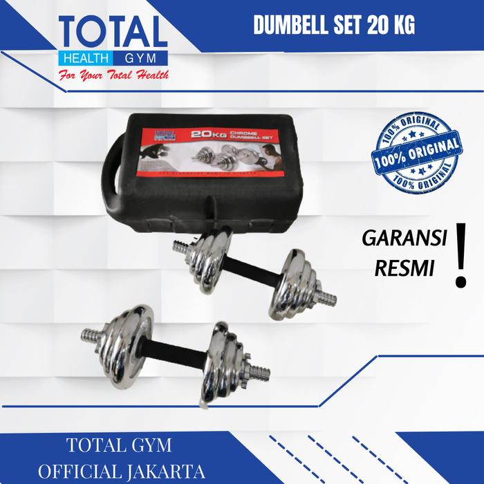 Jual Dumbell set chrome Total Beban 20 kg Barbell Dumble angkat beban - Jakarta Barat - Total ...