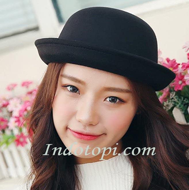 Jual Topi Bulat Bowler Hat Caplin Topi Bundar Laken Press - Navy Di ...