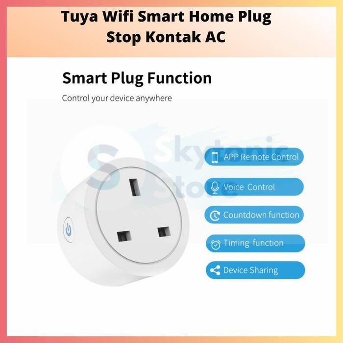 Jual Tuya Wifi Smart Home Plug/Stop Kontak/Steker AC/Colokan Kaki 3 ...