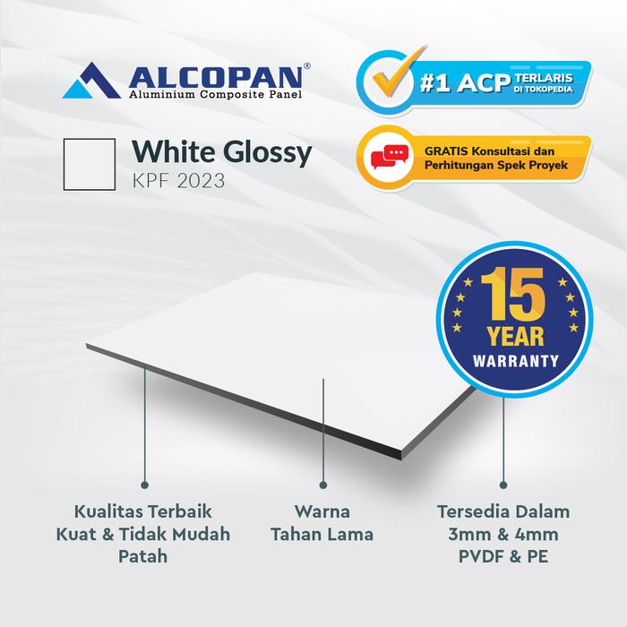 Promo ACP aluminium composite panel Alcopan White Glossy PE 4mm Cicil 0 ...
