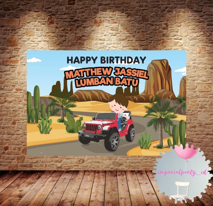 Jual Custom Backdrop Banner Spanduk Happy Birthday Mobil Jeep Anak Boy ...