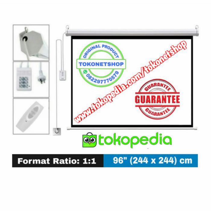 Jual Layar Proyektor Screen Motorized 96 Inch (244 x 244) cm Remote ...
