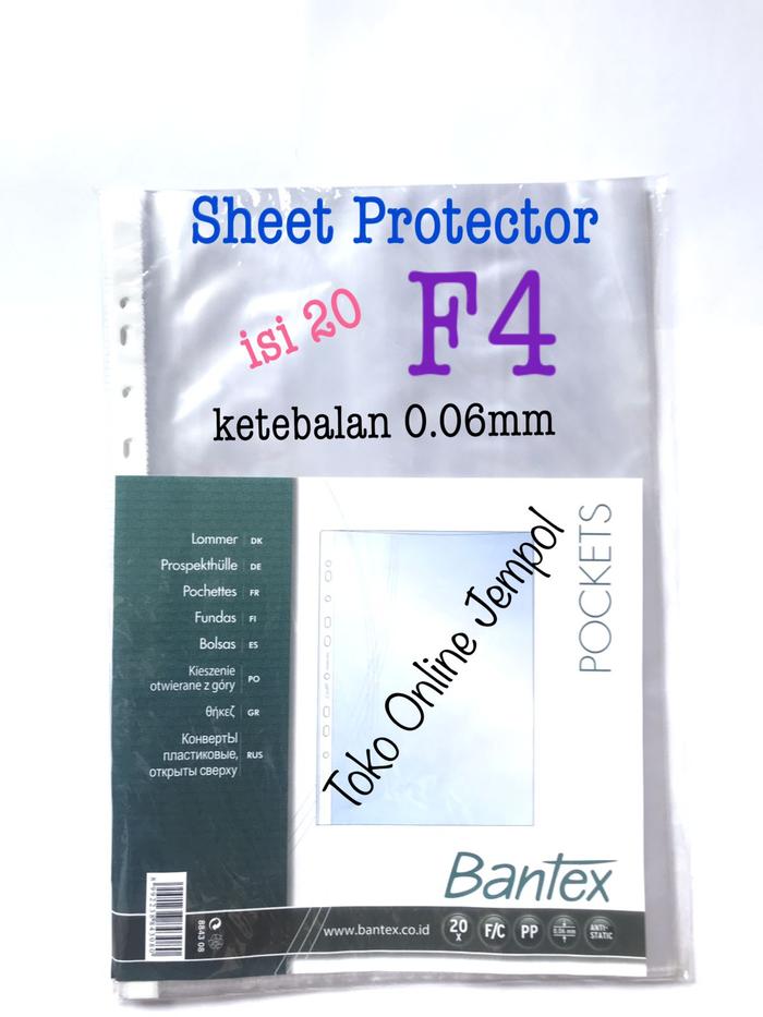 Jual F4 isi 20 Sheet Protector Bantex Plastik Pelindung File dok ...
