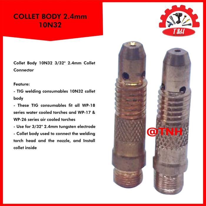 Jual Collet Body 3/32" 10N32 2.4mm For Tig Torch WP-17 & WP-18 & WP-26 ...