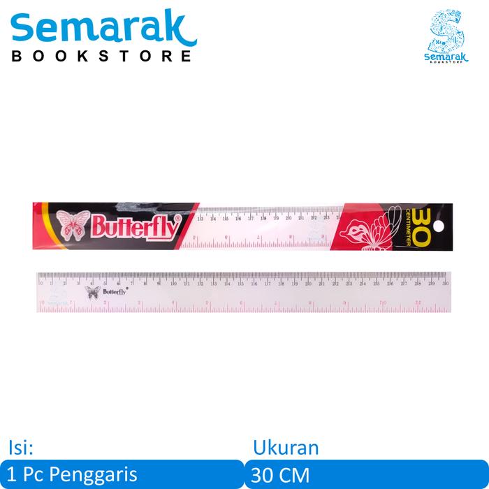 Jual Butterfly The Best Glass Ruler Penggaris Plastik Transparan 30 CM ...
