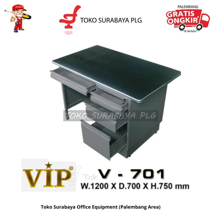 Jual meja kerja besi vip v701 meja kantor 1/2 biro meja tulis besi V ...