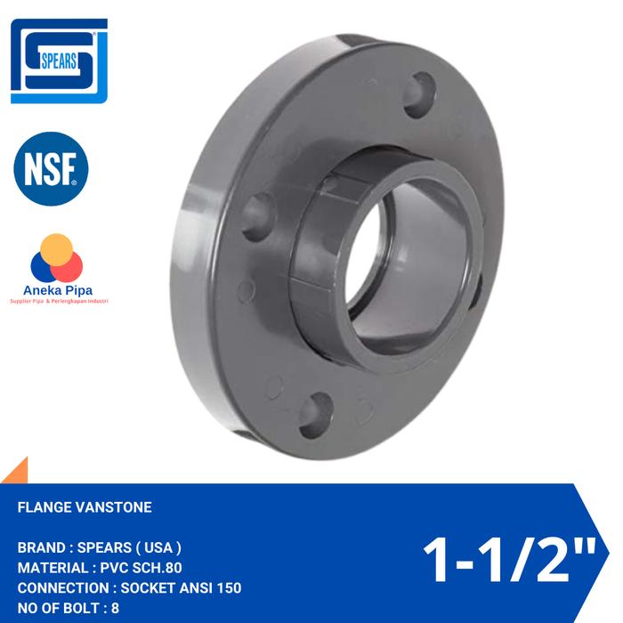 Jual Flange Vanstone PVC Sch80 Socket ANSI 150 SPEARS (USA) Size 1-1/2 ...