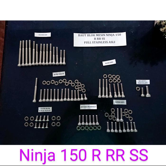 Jual Baut Set Blok Mesin & Crankcase Ninja 150 Ninja R RR SS Stainless ...