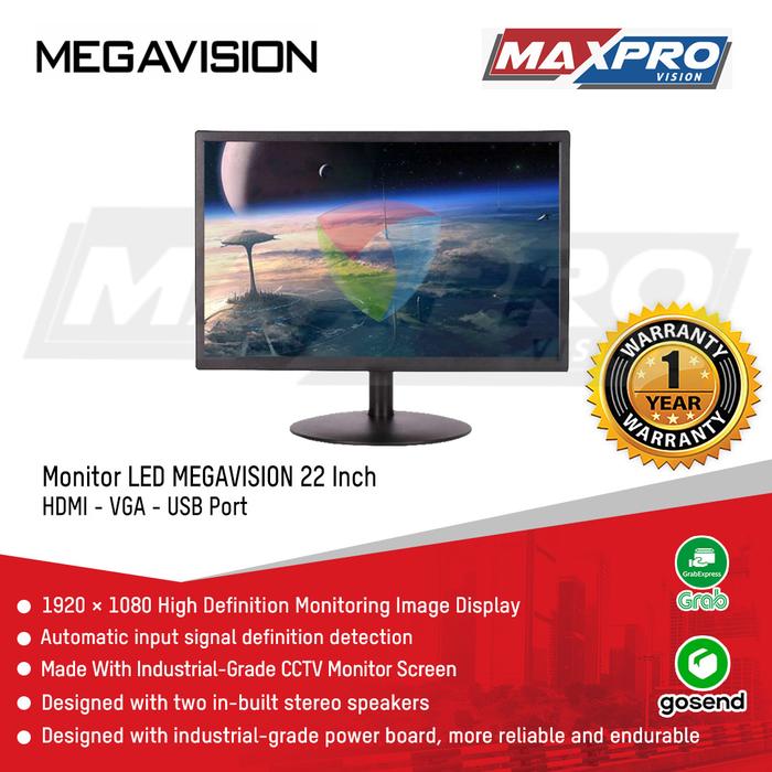 Jual MONITOR LED MEGAVISION 22 INCH - HDMI VGA SPEAKER - Jakarta Barat - Maxpro Vision | Tokopedia