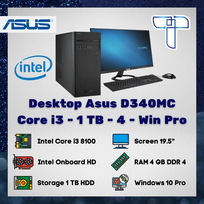 Promo Desktop PC Komputer Asus D340MC - i3 - 1 TB - 4 - Windows Pro ...