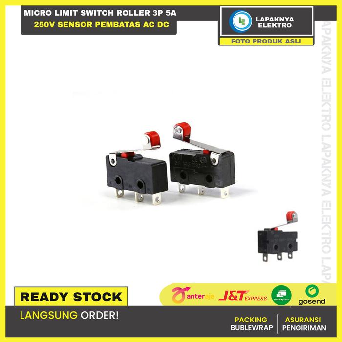 Jual micro limit switch roller roda 3p 3 pin 5A 250V sensor pembatas AC DC - Kab. Tangerang ...