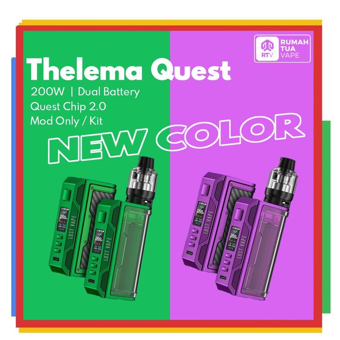 Jual THELEMA QUEST NEW COLOUR 200W DUAL BATTERY MOD BY LOSTVAPE - GREEN ...