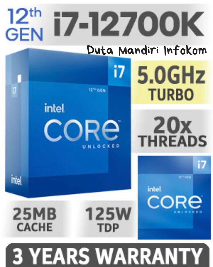 Promo Processor Intel Core I7 12700K Box Alder Lake -Socket LGA 1700 3.6Ghz Cicil 0% 3x ...