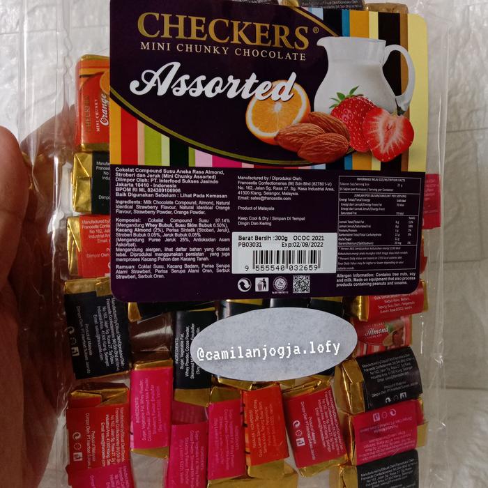 Jual checkers mini chunky chocolate / checkers almond / milk& white ...