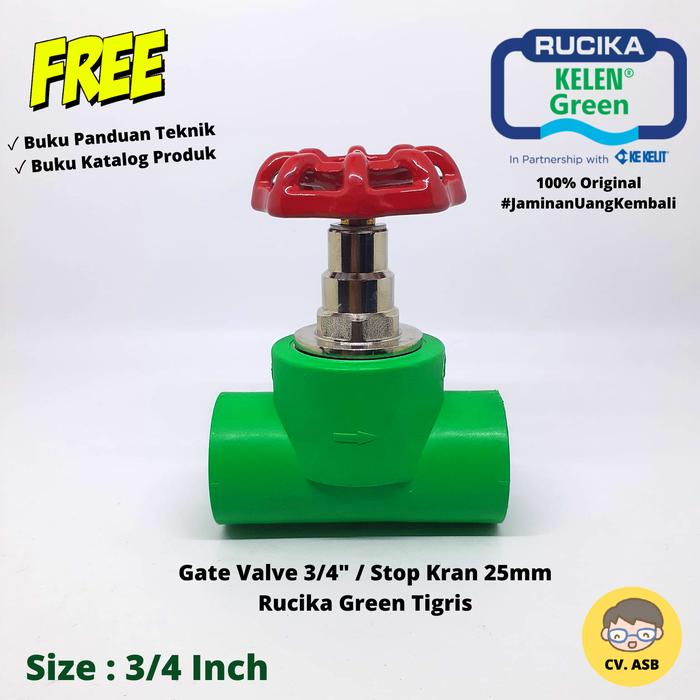 Jual Gate Valve 3/4" PPR Stop Kran 25 Inch 25mm Rucika Green Wavin ...