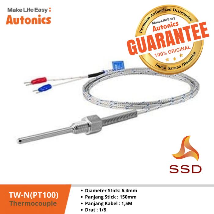 Jual Thermocouple Autonics TW-N(PT100) Ø6.4*150L*1.5M*PT1/8 - kabel 2 ...