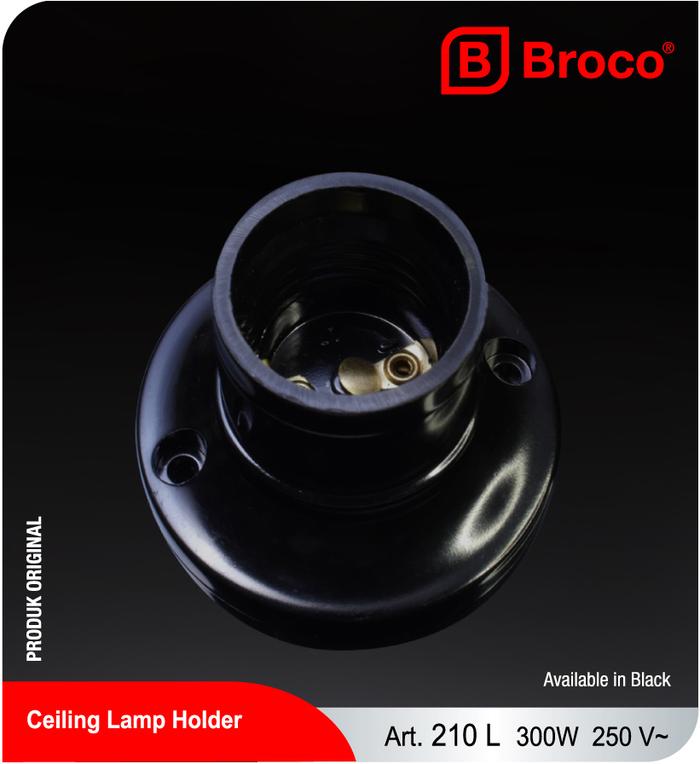 Jual FITTING LAMPU BROCO BULAT HITAM FITTING PLAFON BROCO HITAM 210L ...